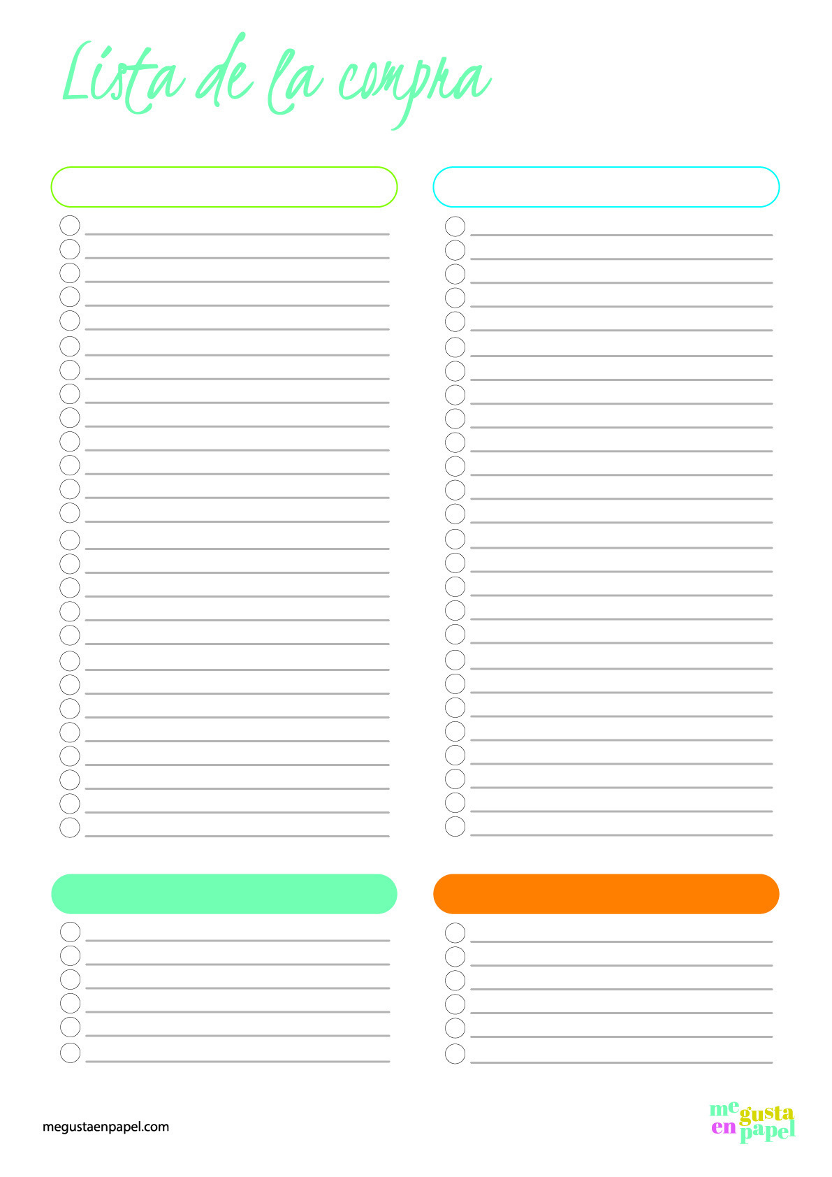 Plantilla lista de la compra para imprimir